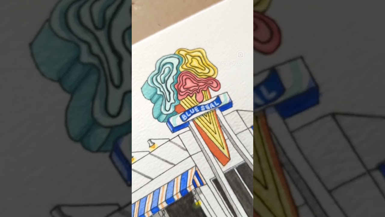 Where are my ice cream lovers at?! 🙋🏻‍♀️#art #watercolor #blueseal