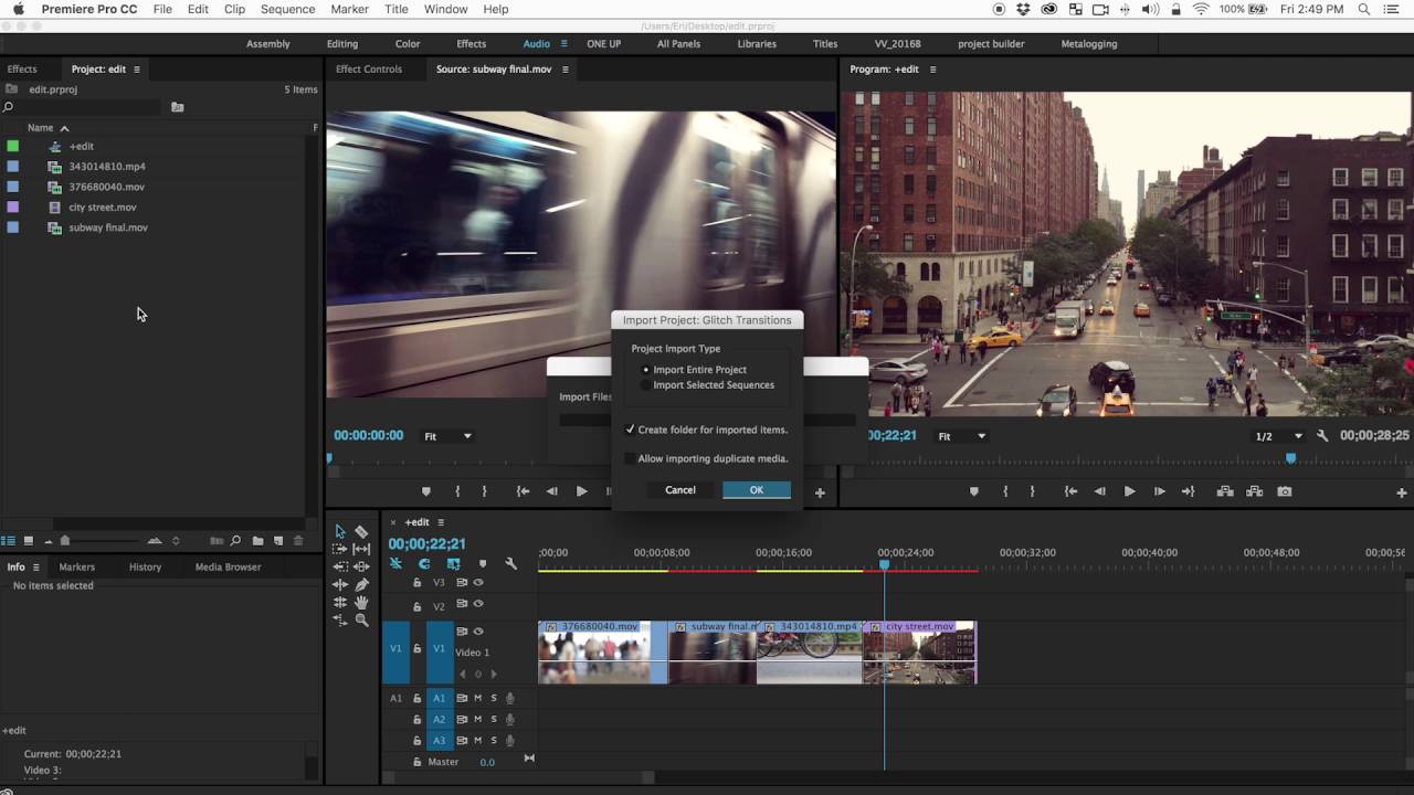 Premiere Pro Transitions Template Tutorial