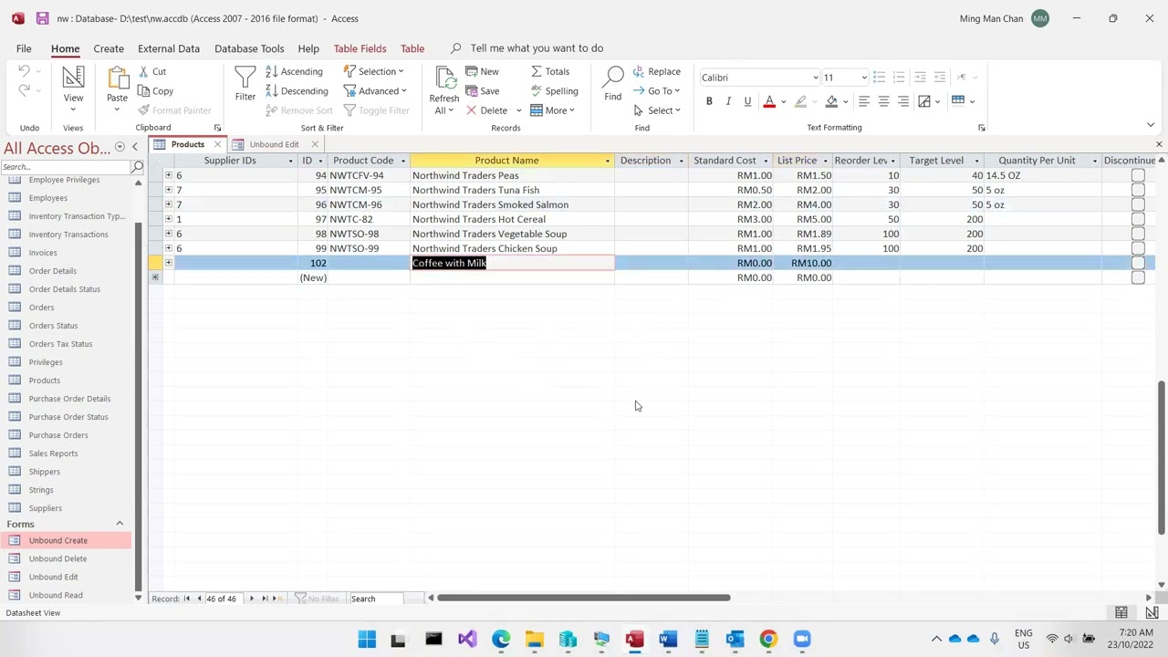 Microsoft Access VBA Edit data in Table