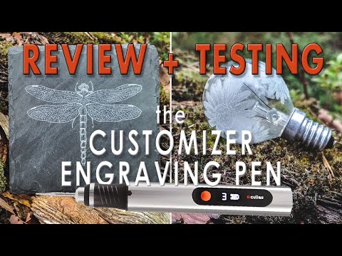 Testing the Customizer pen from Resparked by Culiau by engraving a lightbulb and a stone coaster