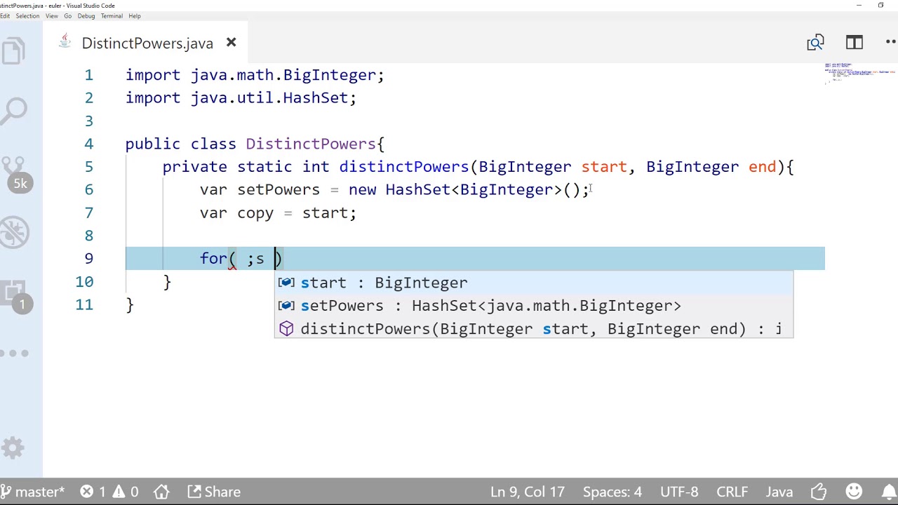 Project Euler problem 29 java : Distinct powers
