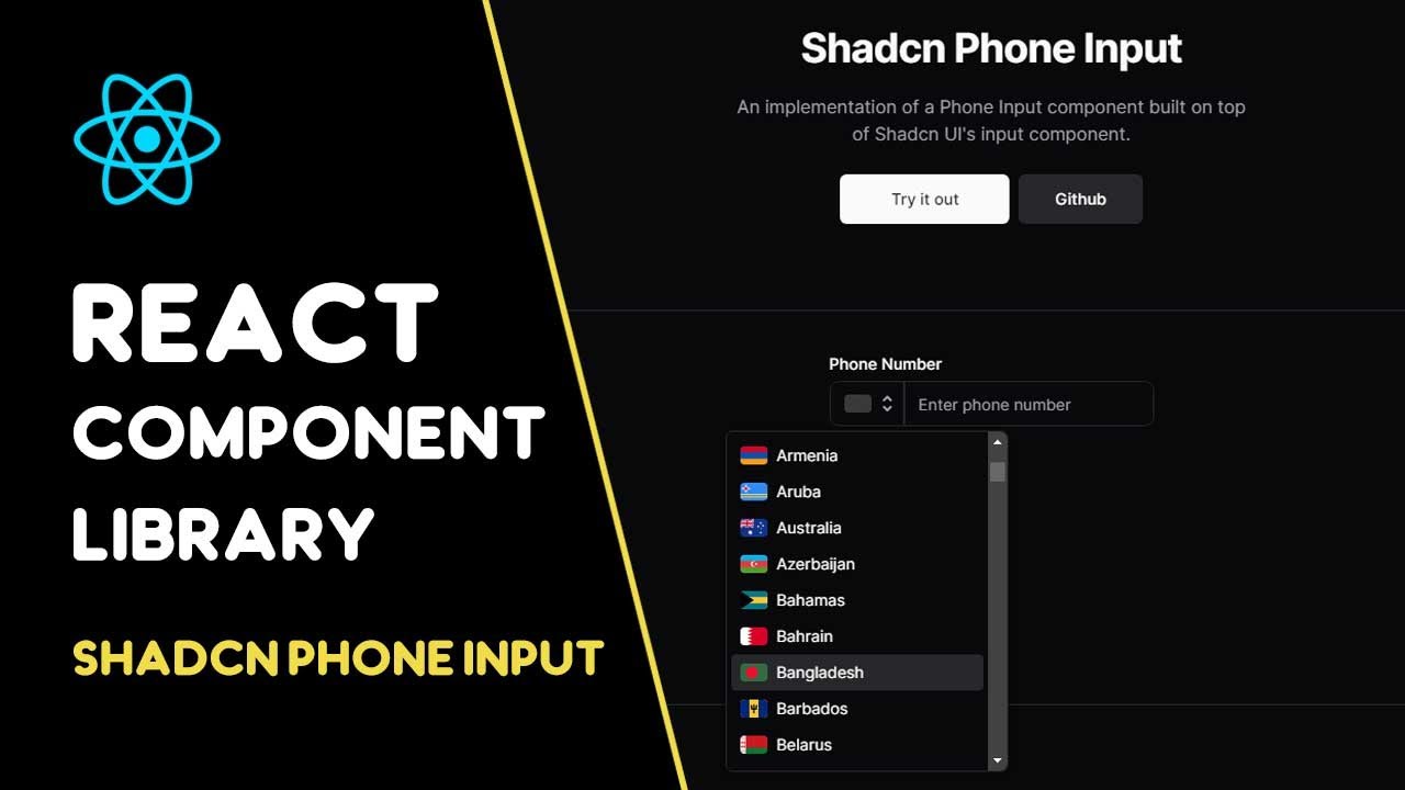 React Component library | Shadcn Phone Input