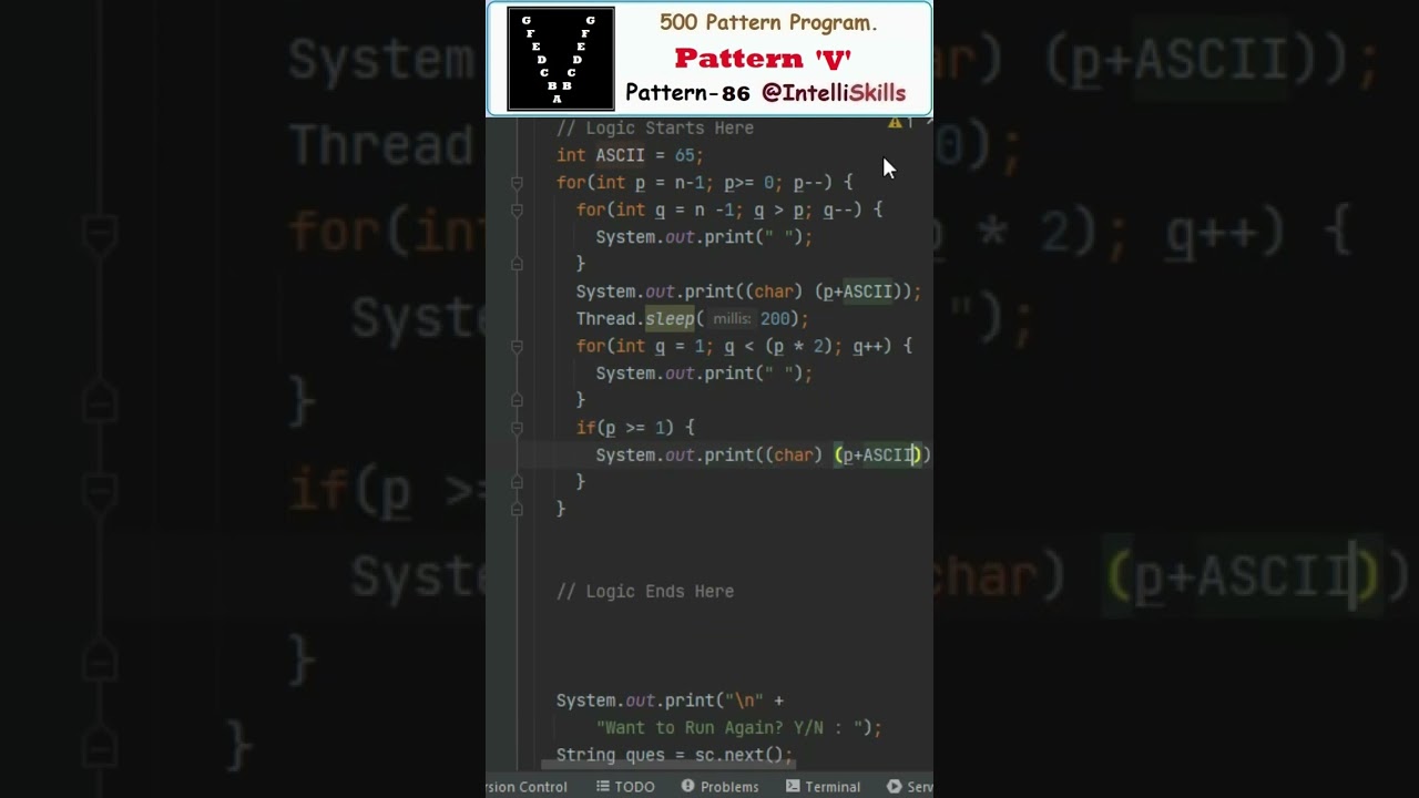 Java Pattern-86 | Print V | 500 Java Pattern Programs #shorts #java #coding #viral