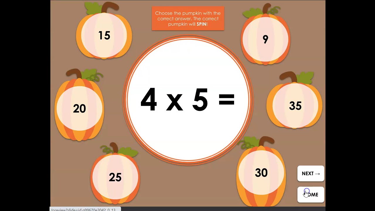 x5 Fall Multiplication Fact Fluency Digital Game