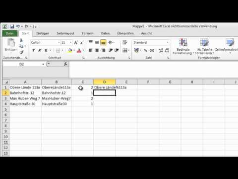Excel 2010: Straße und Hausnummer korrekt auf zwei Spalten aufteilen