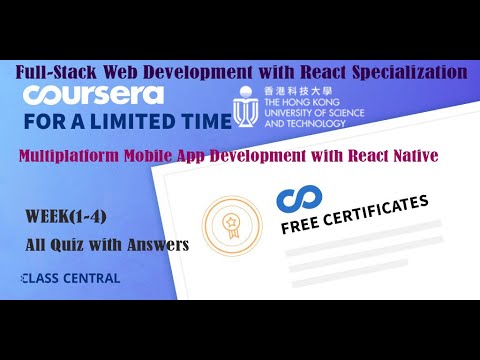 Multiplatform Mobile App Development with React Native, week (1-4) All Quiz Answers with Assignments
