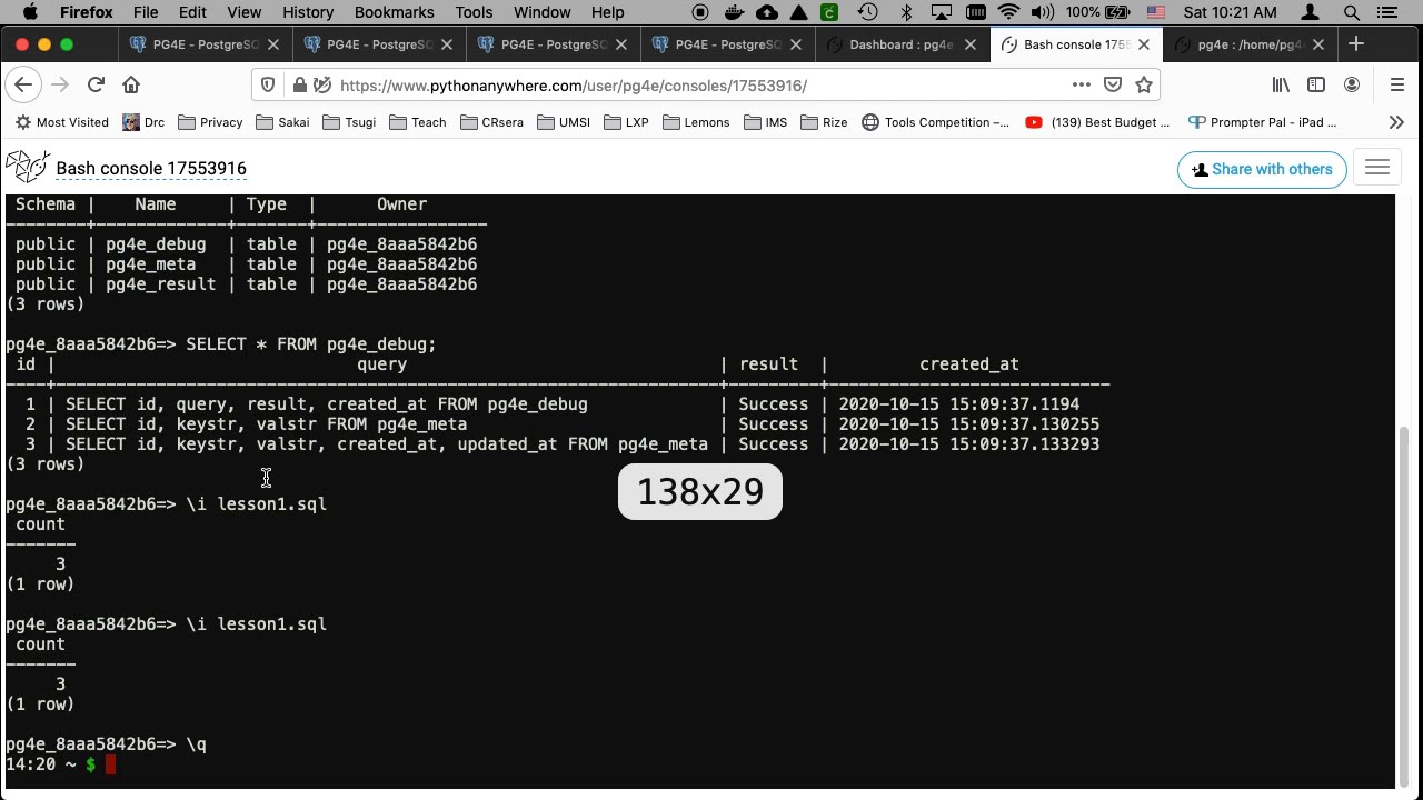 Using PythonAnywhere to run SQL