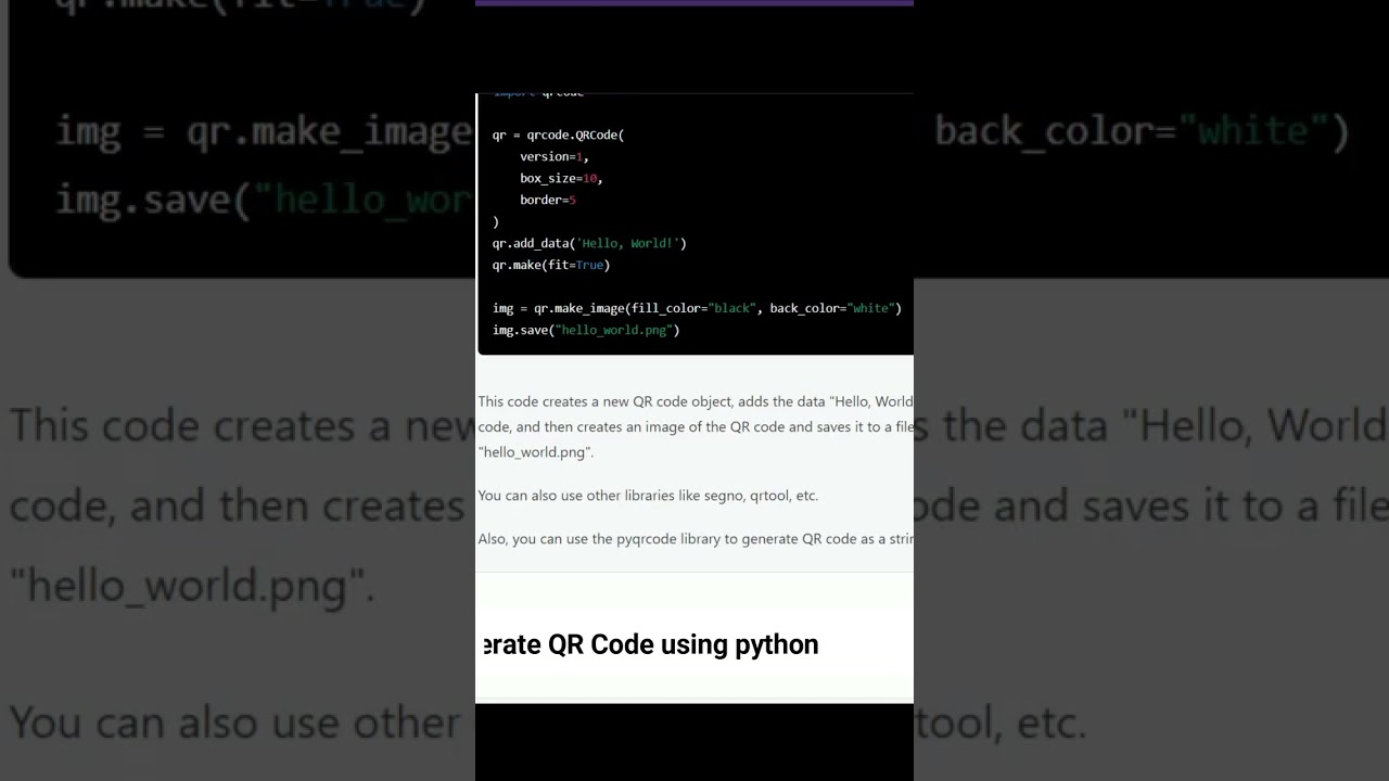 Generate QR Code using python #shorts #coding #programming