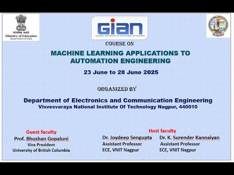 Session6: GIAN Course on Machine Learning Applications to Automation Engineering