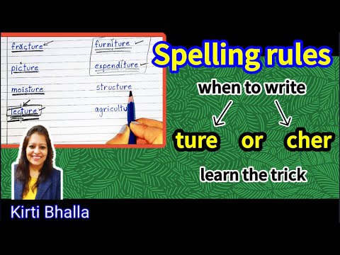 when to write 'ture' or 'cher' | ture sound words | Spelling rules | learn the trick of 'ture' sound