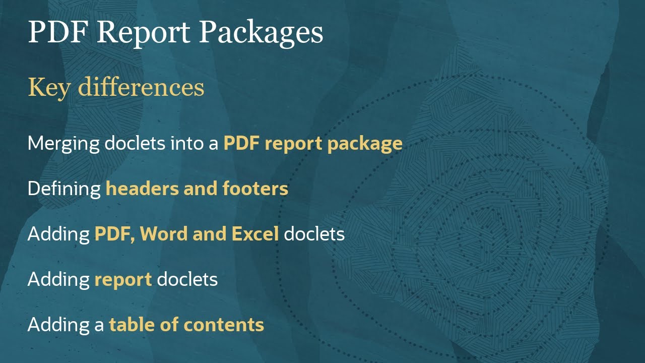 Working with PDF Report Packages