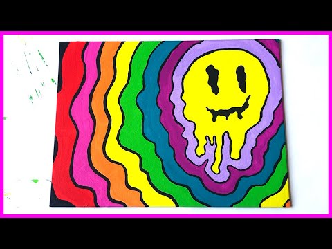 How To Paint A TRIPPY Dripping Smiley Face // two + art