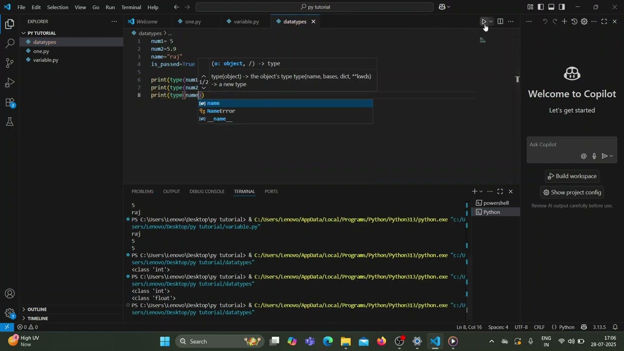 2. Python Tutorial: Variables, Data Types, Comments & print() Made Easy