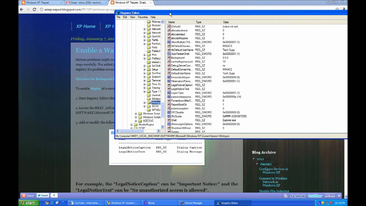 How To Enable a Warning Message In Windows XP