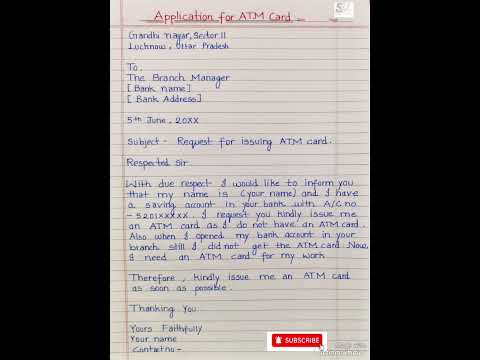 Application for ATM card l letter writing format l application for issuing new ATM card l letter