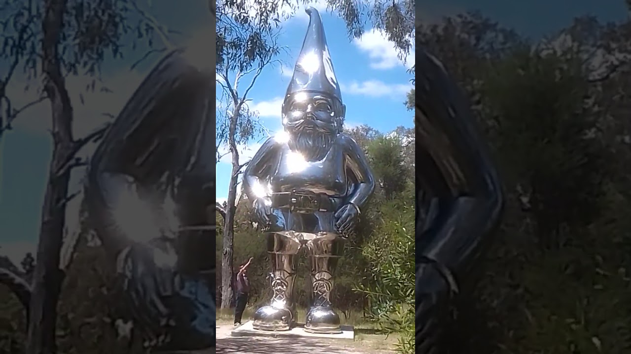 GNOME sculpture giant seen around Frankston. McClelland Sculpture Gallery, Langwarrin.