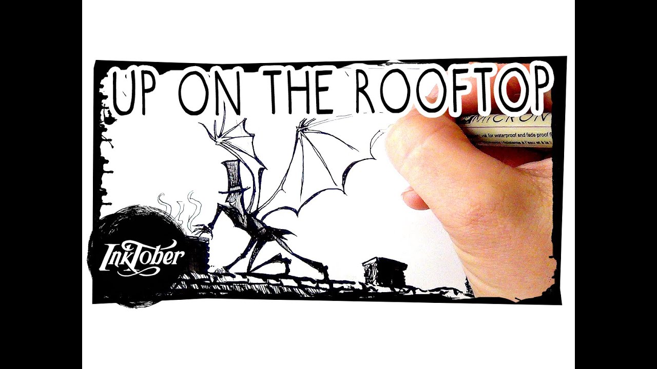 Up on the Rooftop... INKTOBER #4 Timelapse Drawing