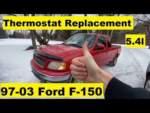 Thermostat Replacement Ford F150 DIY 97 98 99 00 01 02 03 1997 1998 1999 2000 2001 2002 2003