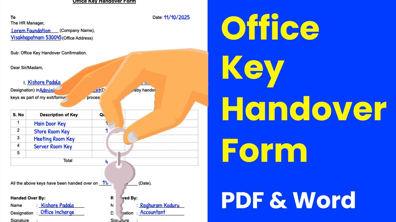 Formulir Serah Terima Kunci Kantor (PDF & Word)