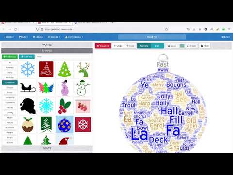 5 min Tutorial How to create word art for free WordArt com Christmas ornament word cloud