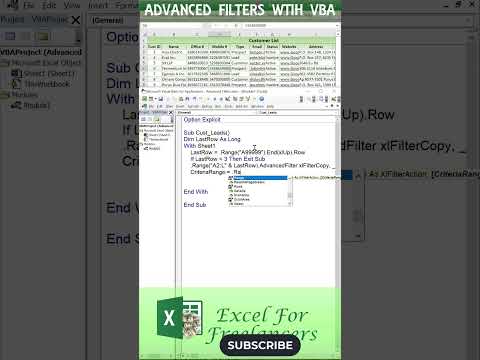 How To Create An Advanced Filter In Excel With VBA In 1 Minute #SHORTS