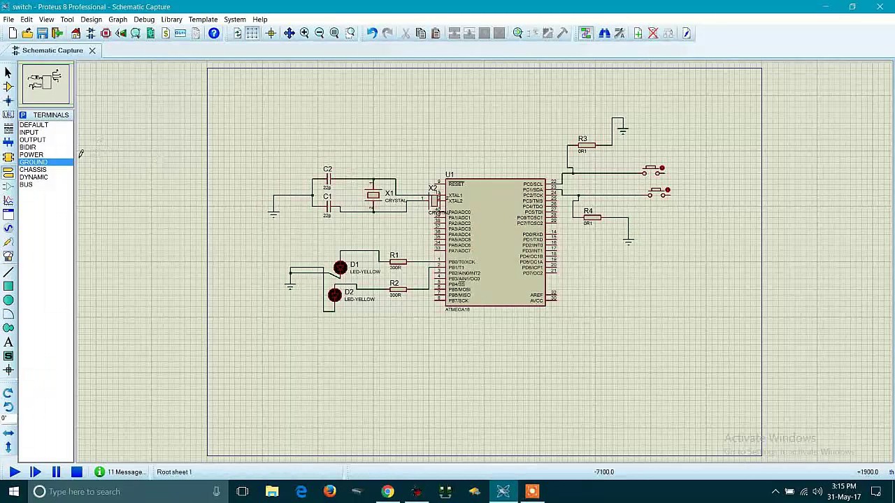 Interfacing a switch with Atmega 16 using AVR studio