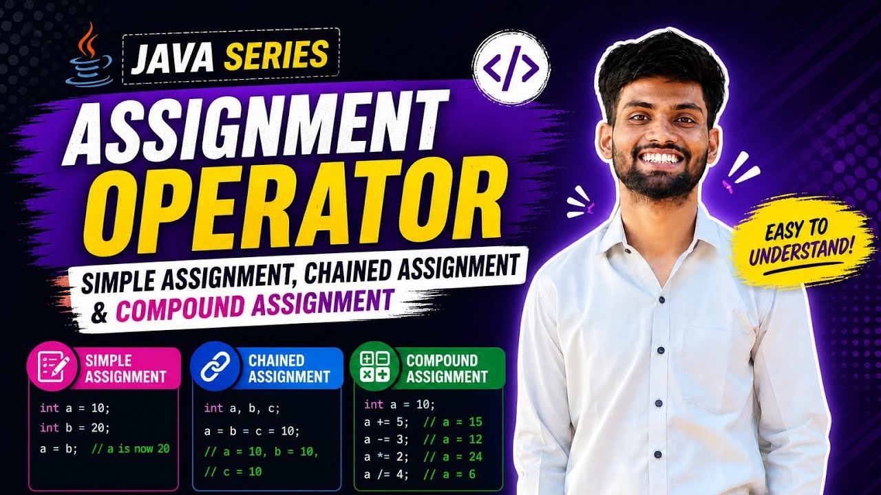 Lecture 17 | Java Assignment Operators Explained (Simple, Compound & Chained)