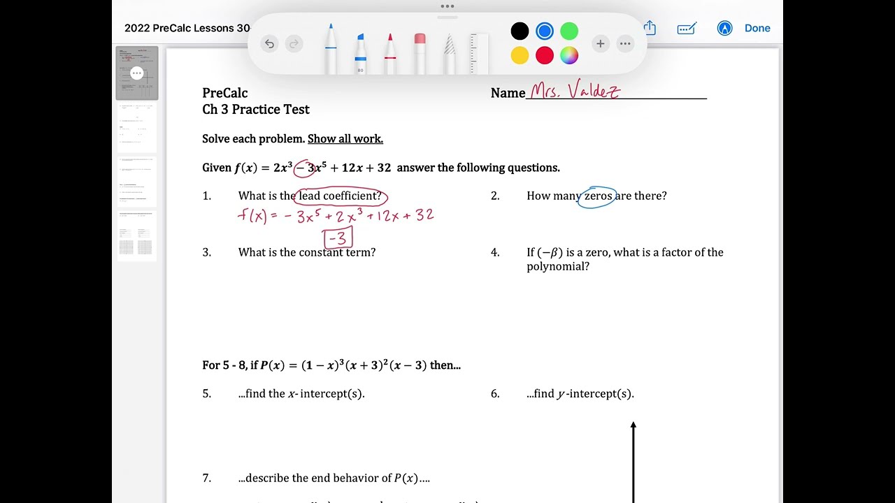 Pre-Calculus Chapter 3 Practice Test