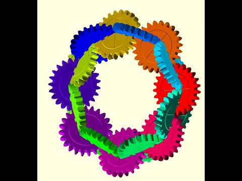 Gears teeth-meshed together into Möbius strip