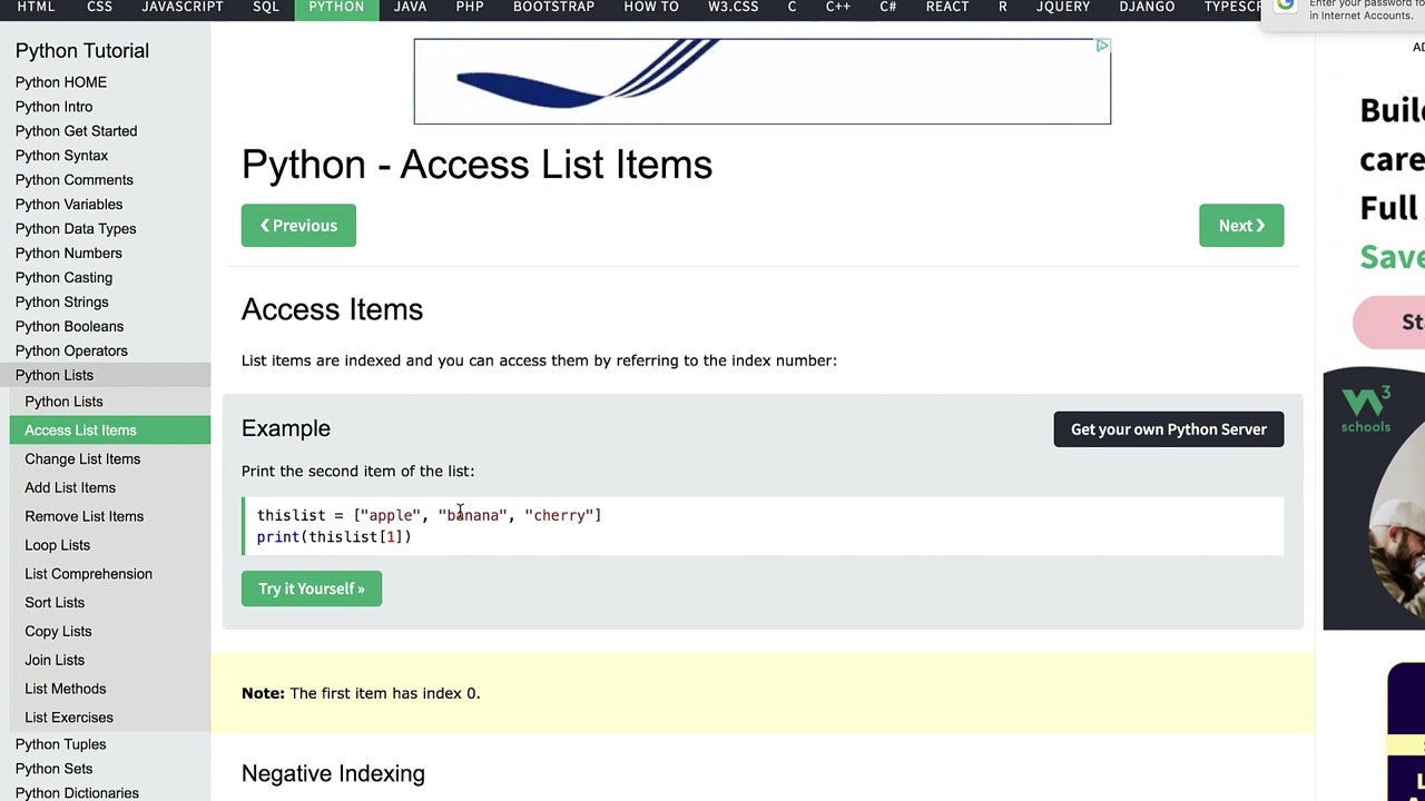Python Coding for beginners 18, Python List Items