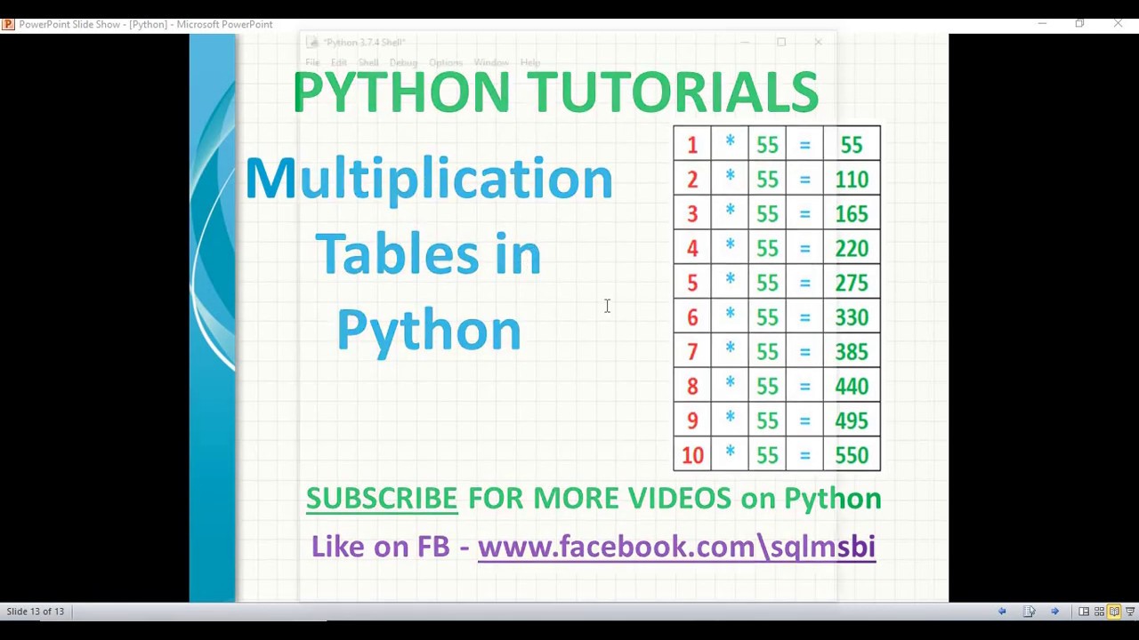 Multiplication tables in python | python tables examples | python tutorials