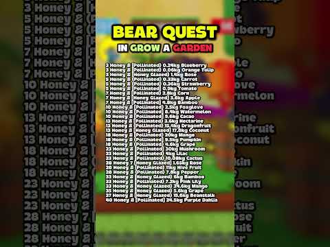 LIST OF GROW A GARDEN BIZZY BEE BEAR QUEST!! 🍀🌻