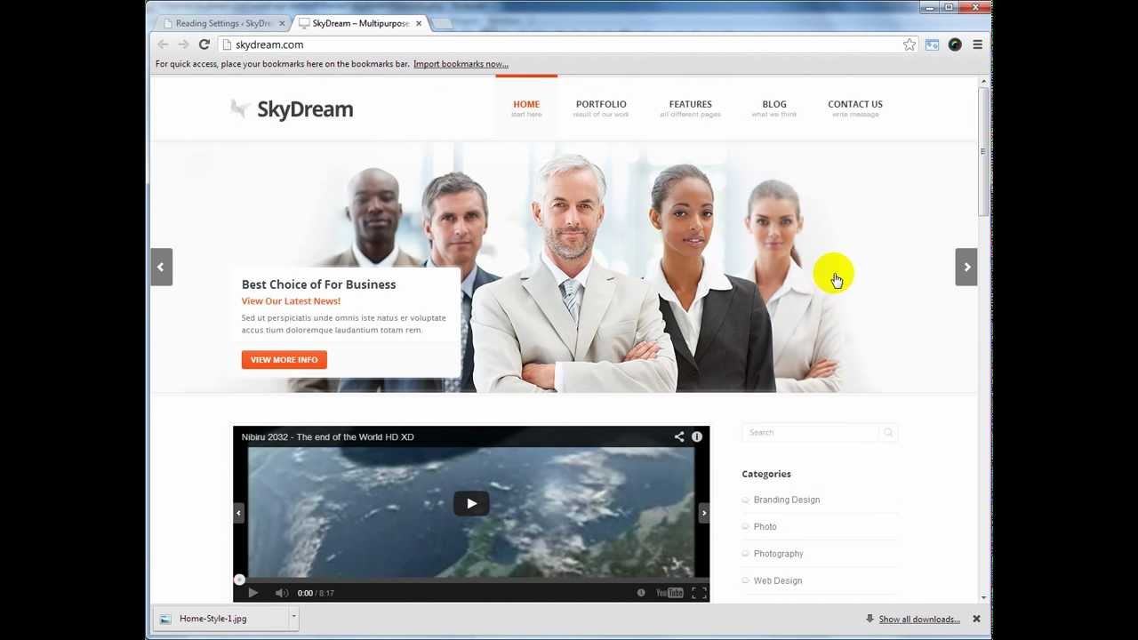 7.SkyDream - Setup Blog Page As Home Page