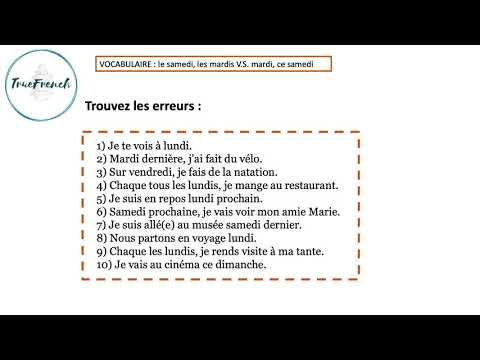 Frequency in French - Samedi, chaque lundi, tous les dimanches