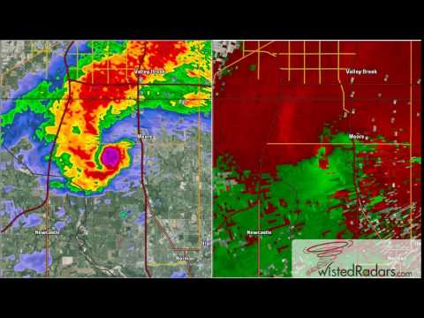 2013 Moore, Oklahoma Tornado Doppler Radar (Split Screen)