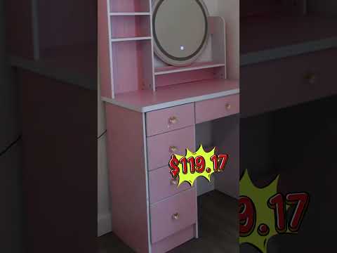 Glam Vanity Desk with Mirror, Lights & Drawers