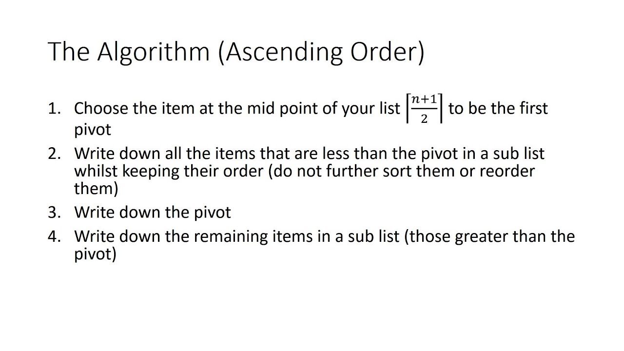 A Level Maths - D1: Quick Sort