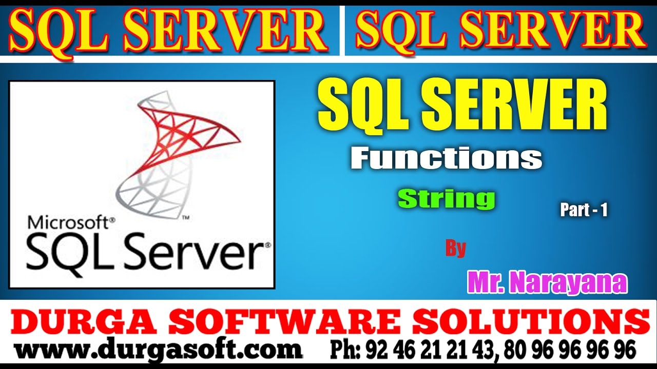 Sql Server tutorial || onlinetraining||string functions Part-1 by Narayana