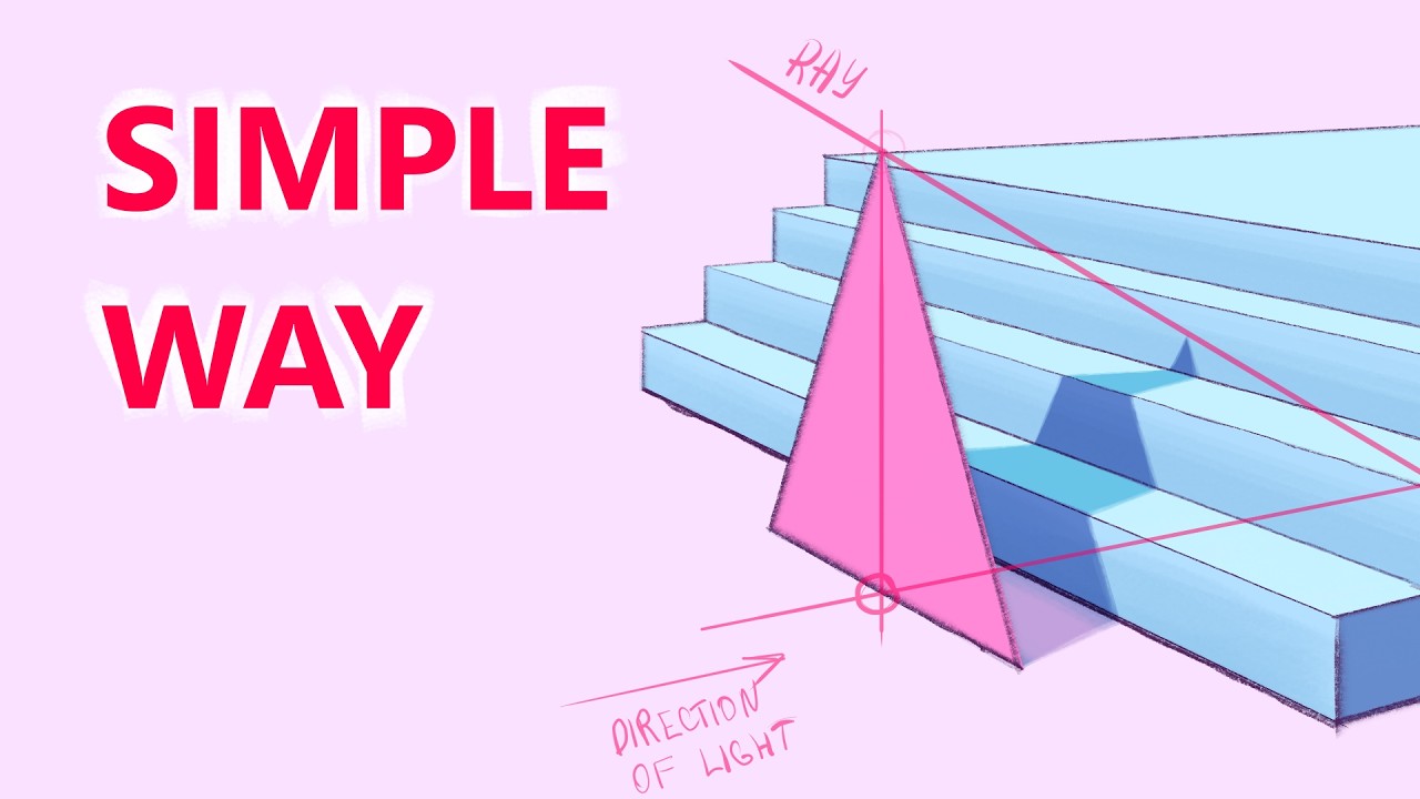 Draw a CAST SHADOW on a STAIRCASE
