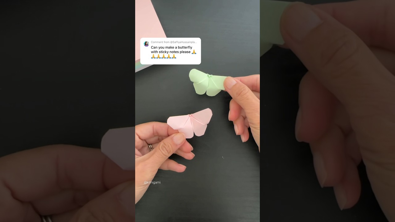 Sticky note paper butterfly in 2 minutes #paperbutterfly #origami #origamibutterfly #折り紙 #butterfly