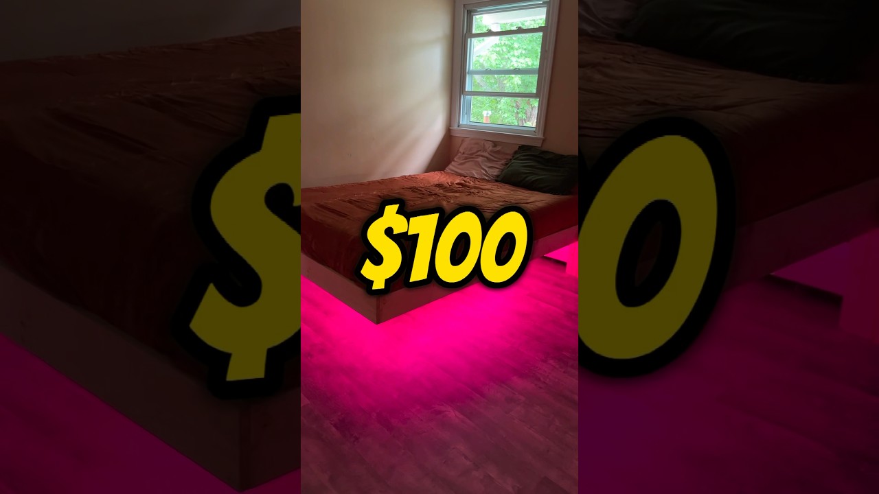 How to Build a Floating Bed Frame for $100. #diy#floatingbed#lifehack#diybedframe