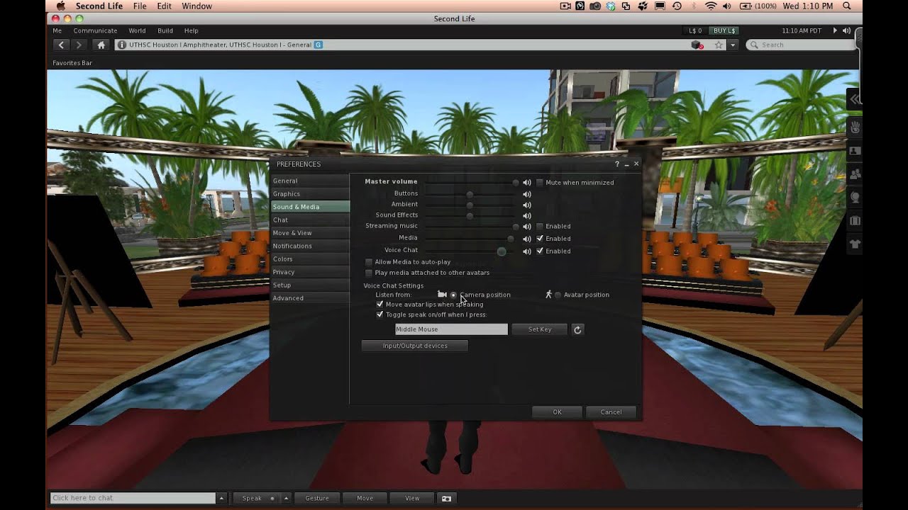 Setting Up Audio/Mic in Second Life