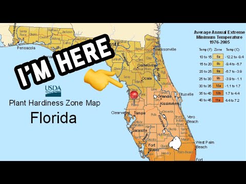 Florida plant hardiness zone map