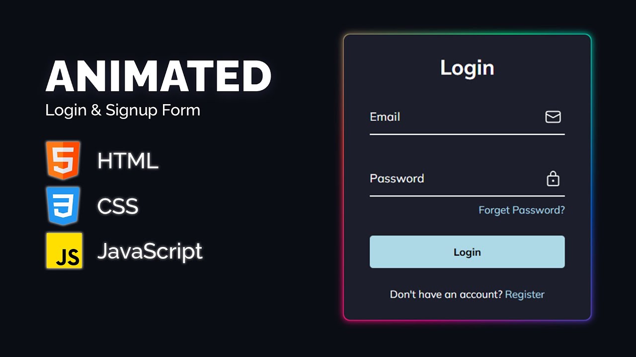 Animated Login/Signup Form with HTML CSS and JavaScript