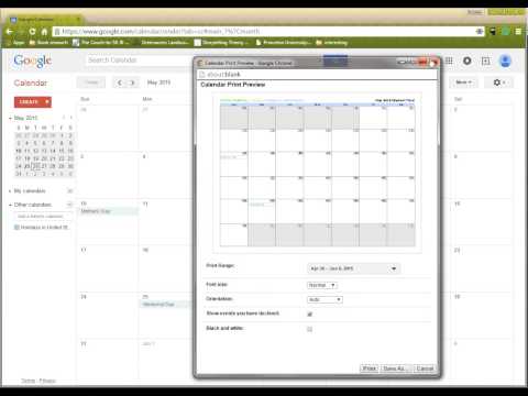 Printing from Google Online Calendar