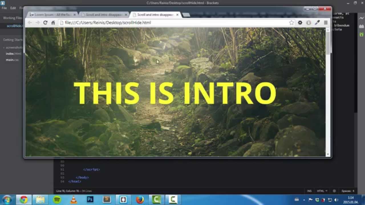 Full Width And Height Intro Page Which Disappears As You Scroll | HTML, CSS, jQuery