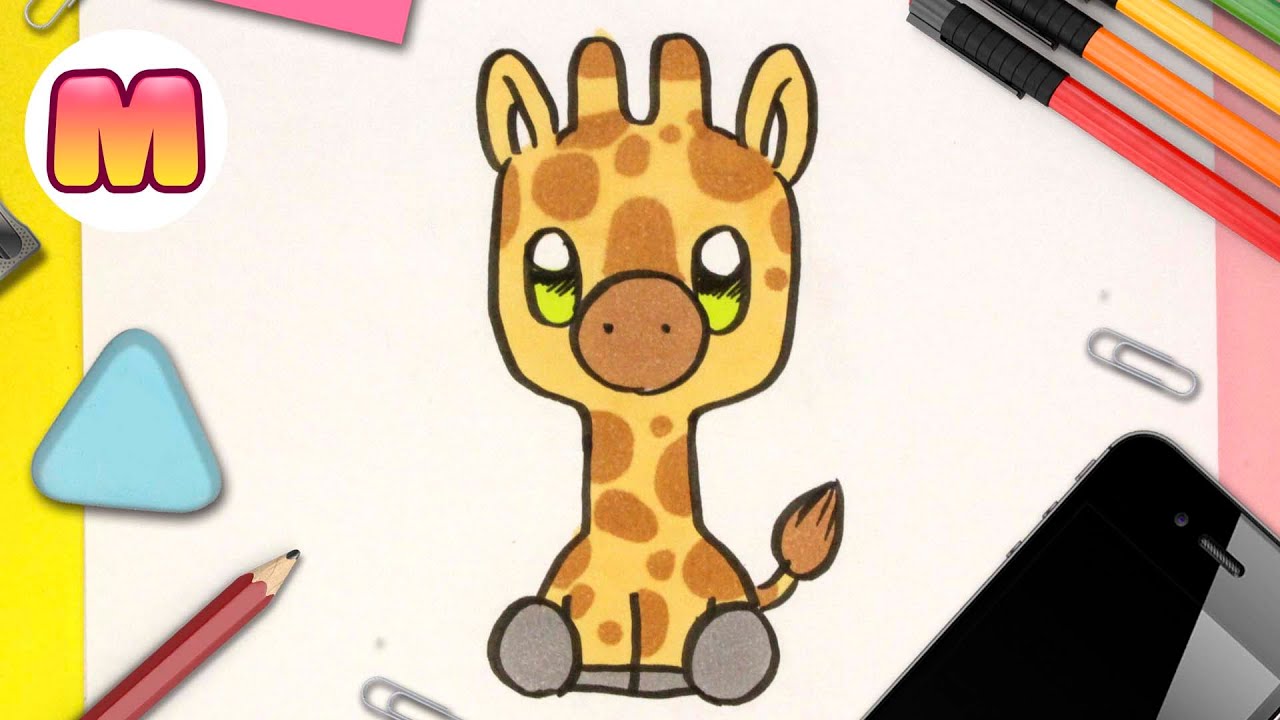 HOW TO DRAW A KAWAII GIRAFFE - Easy kawaii drawings - How to draw kawaii animals