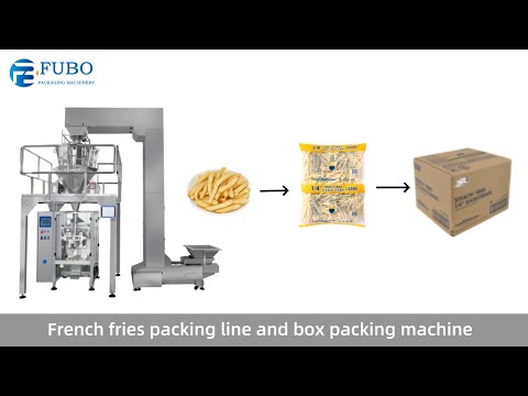 French fries packaging machine and box packaging line | puffed food bag packing machine