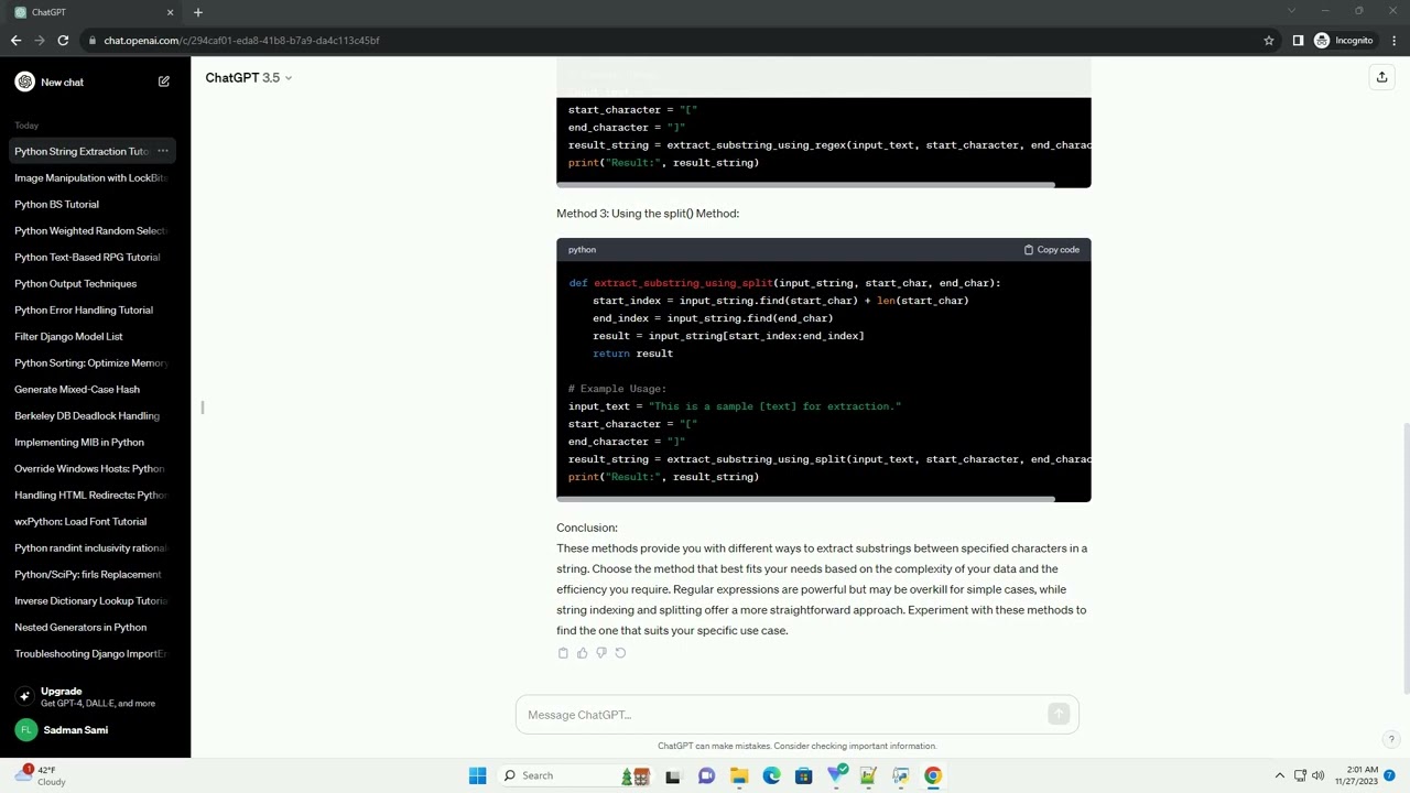 Extracting a string between specified characters in python
