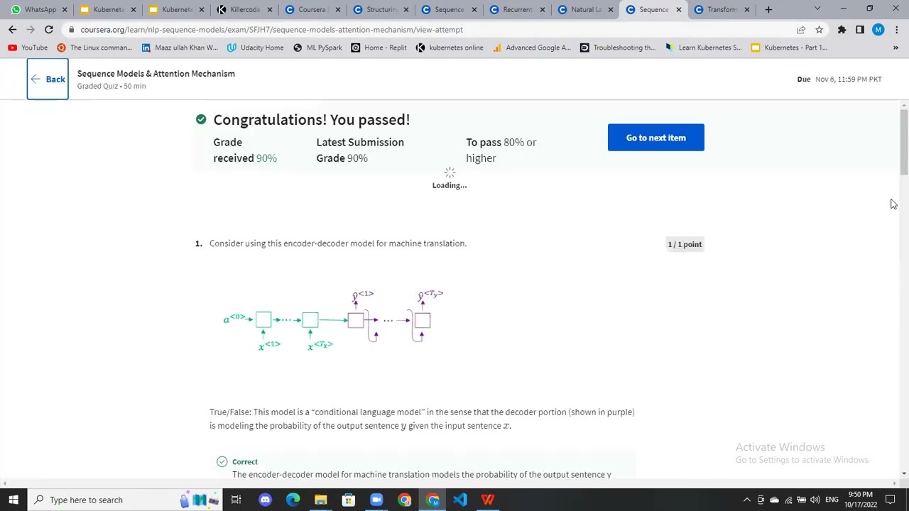 Sequence Models Quiz Answers Course# 5 (Deep Learning Specialization)